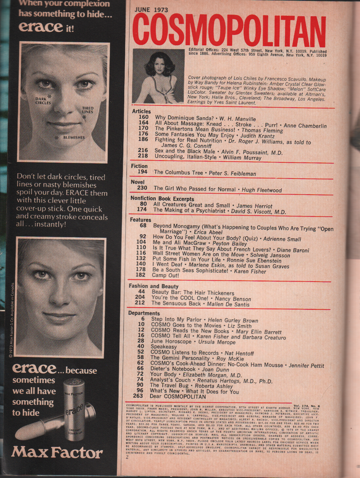 Cosmopolitan June 1973 Dominique Sanda Francesco Scavullo 080320ame | eBay