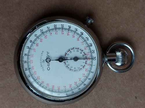Vintage Accro Swiss Made 1/10 Antimagnetic Stopwatch Pocket Timer ...