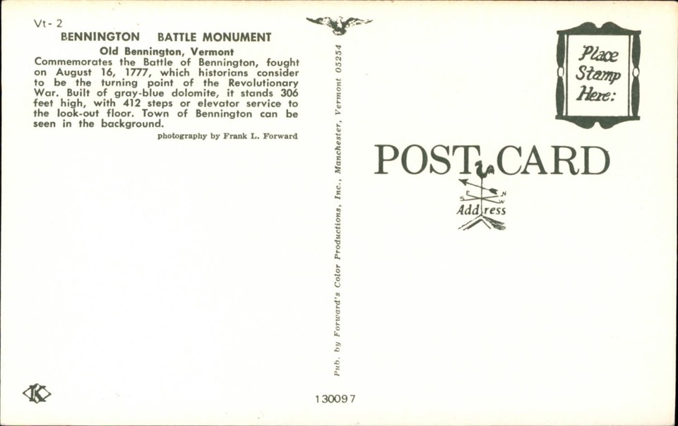 Battle Monument Old Bennington Vermont Aerial vintage postcard n188 | eBay