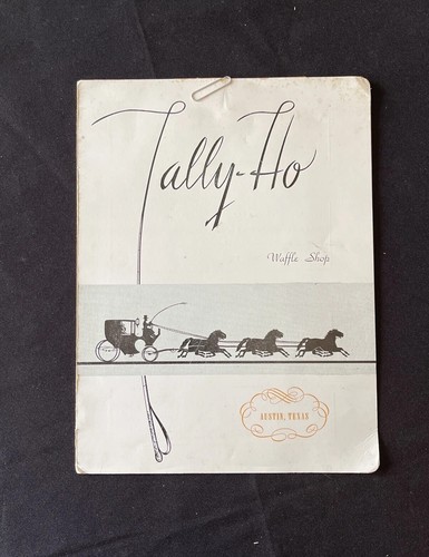 1953 Restaurant Menu TALLY-HO WAFFLE SHOP Austin Texas | eBay