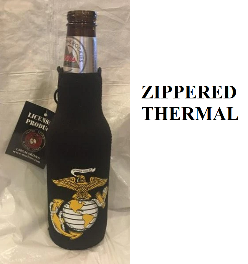 USMC BLACK MARINES EGA Bottle KOOZIE COOLER Wrap Insulator Sleeve ...