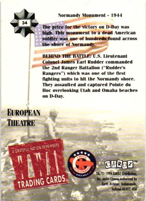 Cardz 1994 World War II Normandy Monument 1944 | eBay