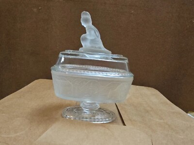 ANTIQUE EAPG GILLINDER & SONS WESTWARD HO PRESSED GLASS OVAL COVERED ...