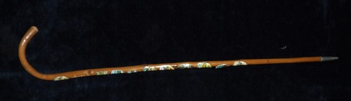 German Walking Stick bent Cane Stocknagel Wander stock 10 metal Badges ...