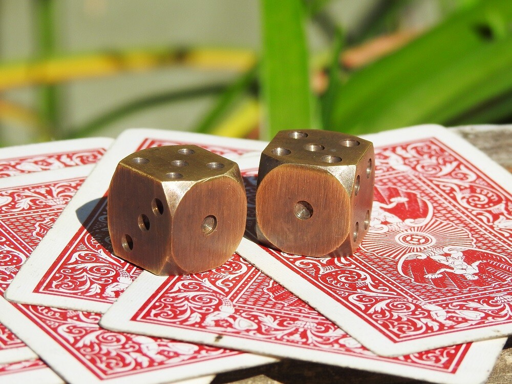 Antique Look Brass Old West Gamblers Dice Set - Die - Casino - Wild ...