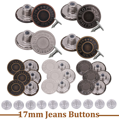 14-25mm Jeans Buttons Hammer on Denim Replacement for Jacket Trousers ...