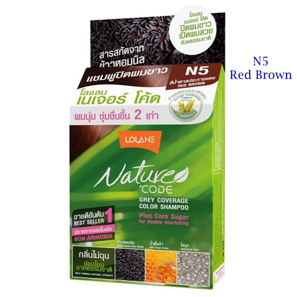Lolane Nature Code Dye Shampoo Hair Color N1 Brown Grey F3 Natural No ...