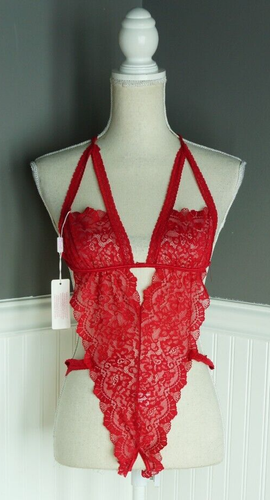 Nwt Womens Xxl Sexy Lingerie Red Lace Teddy Lingerie Deep V One Piece