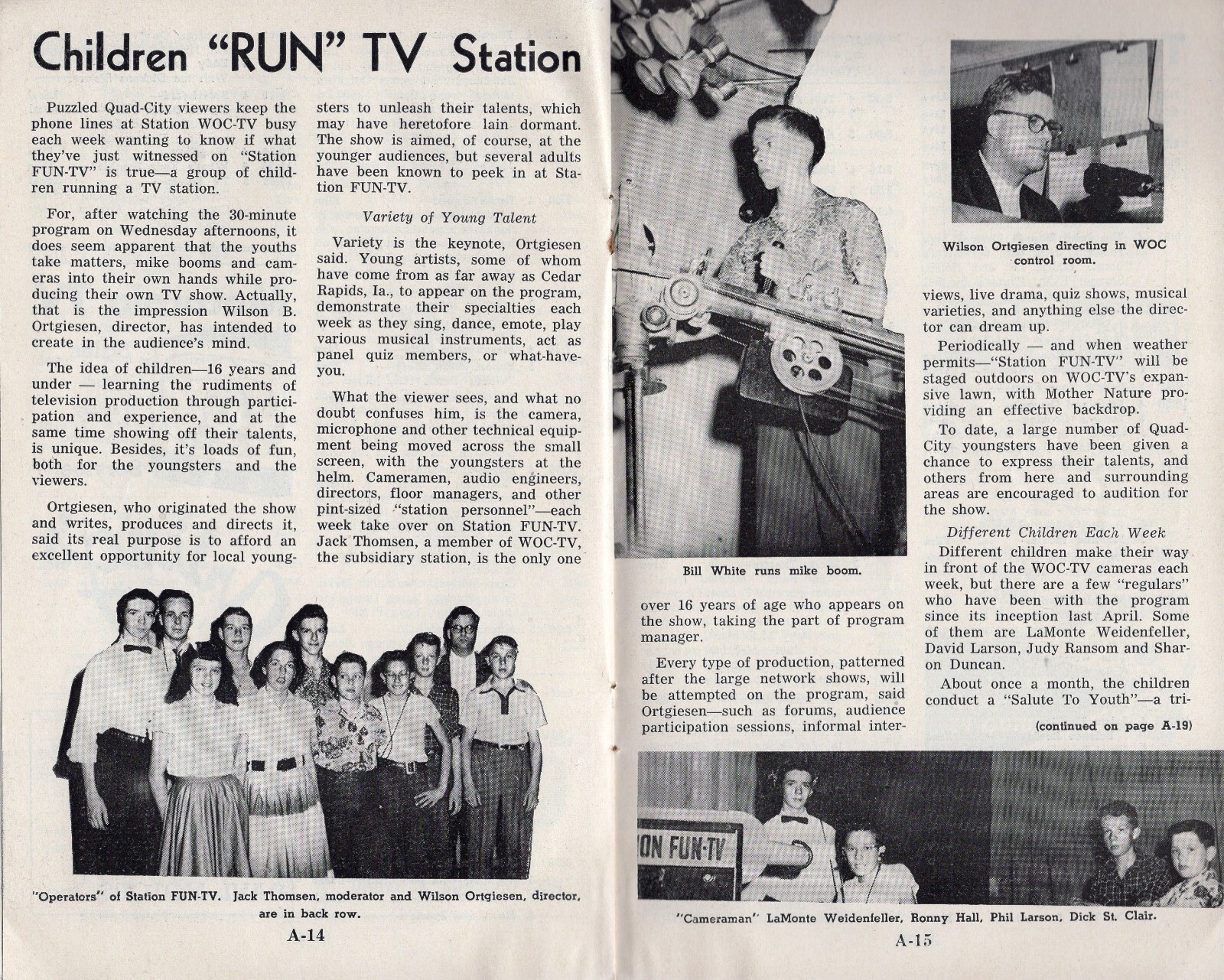 1953 TV ARTICLE WOC IOWA FUN TV STATION WILSON ORTGIESEN LAMONTE ...