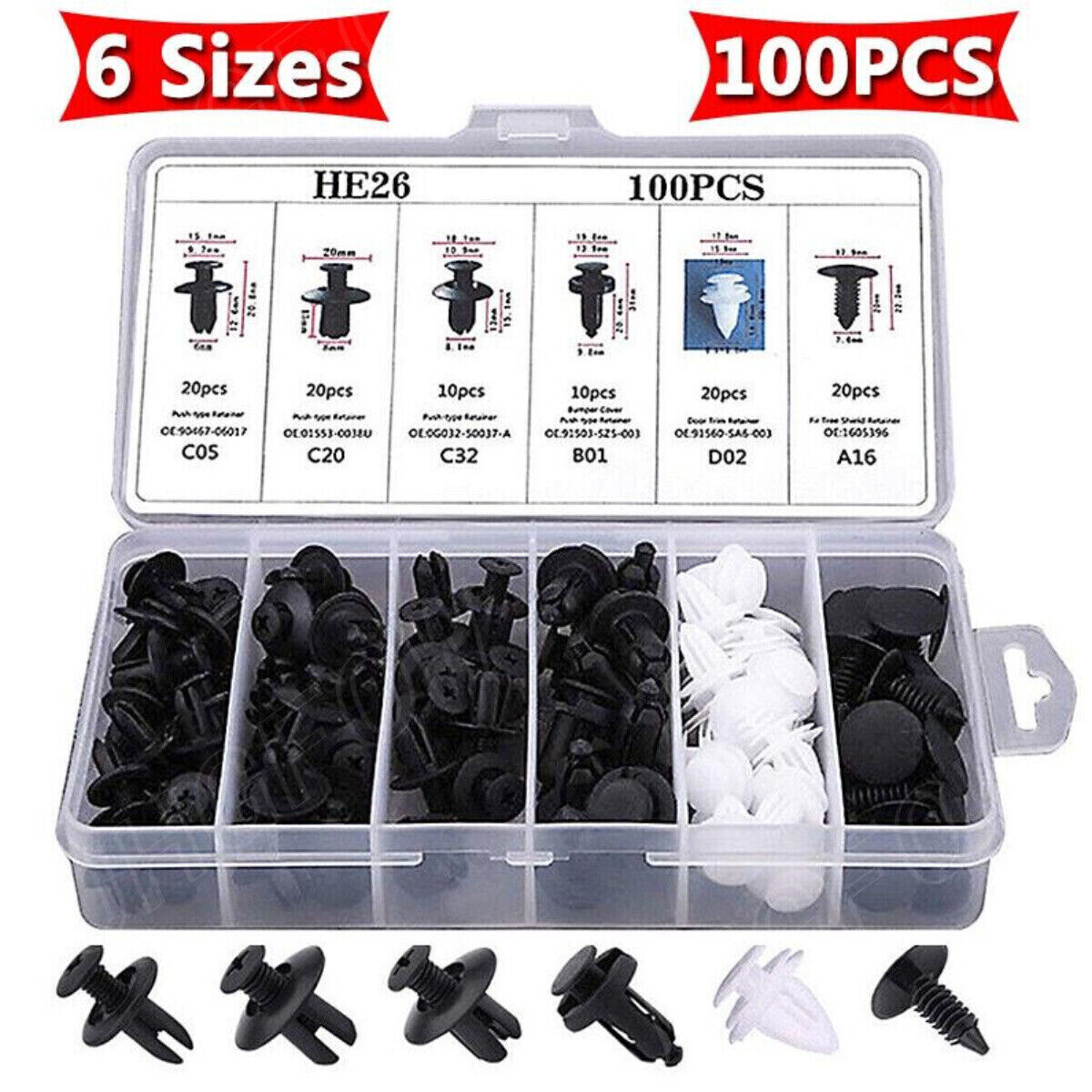 Car Set Body Bumper Rivet Retainer Trim Molding Push Pin Clip ...