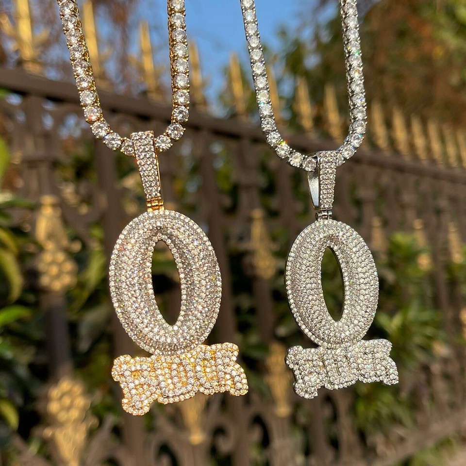 O BLOCK | HIP HOP 24K GOLD 925 SILVER ICED BLINGED OUT PENDANT CHAIN ...