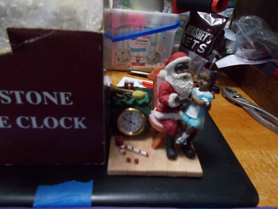 Polystone House Clock Black Santa | eBay