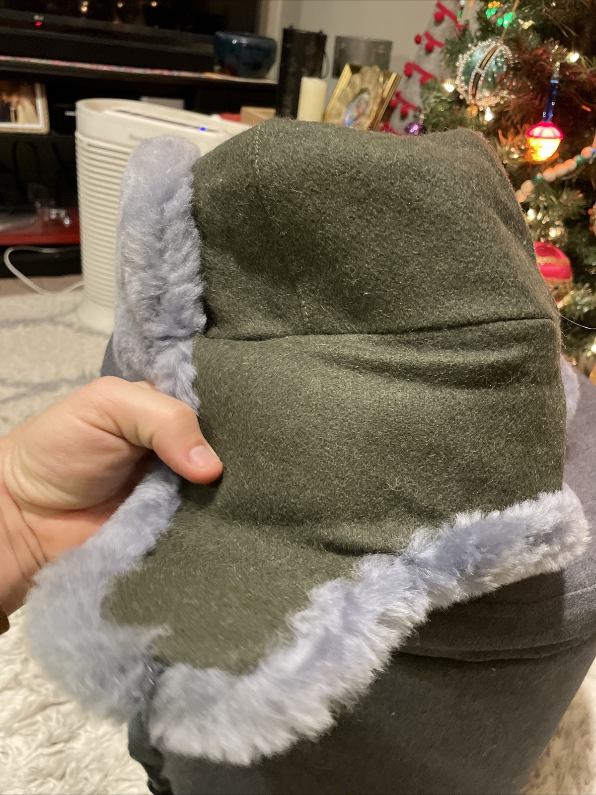 RUSSIAN Vtg CHAPKA TRAPPER USHANKA HAT~GRAY WOOL~SHEA… - Gem
