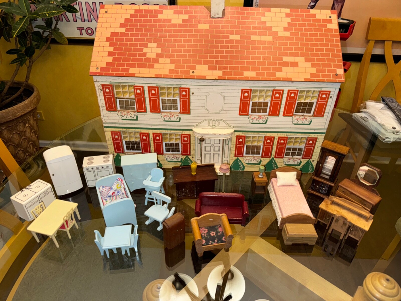 Vintage RICH/KEYSTONE OF BOSTON Masonite Dollhouse 1940S LARGE 4 ROOM ...