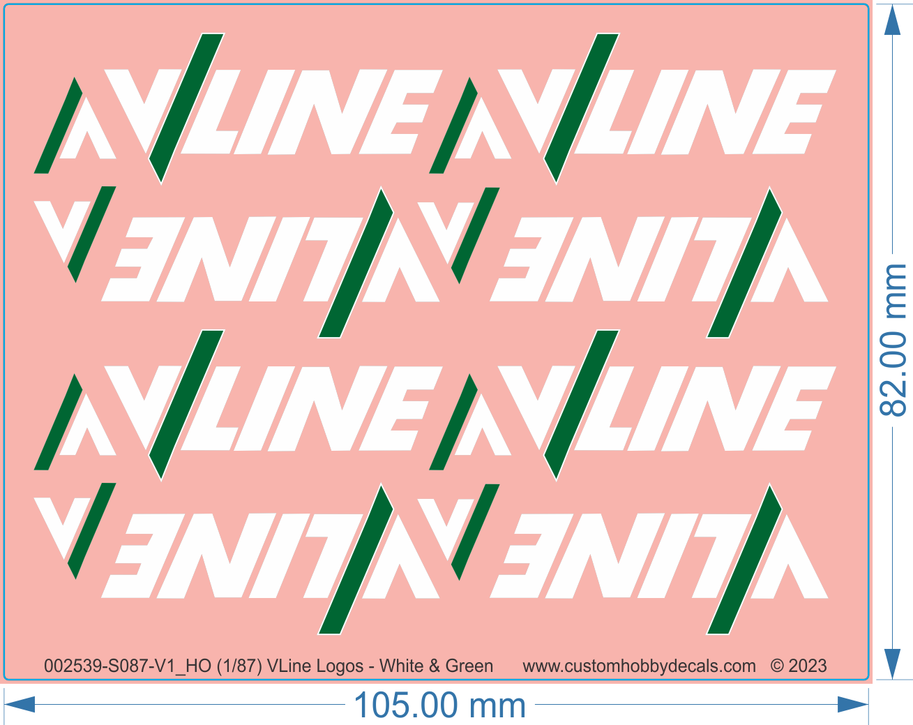 VLine Loco Logo - Green-White Purple-White Purple - HO (1/87) N - Water ...