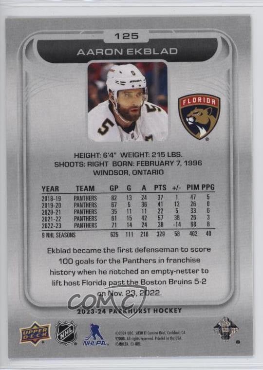 2023-24 Upper Deck Parkhurst Pink Foil /50 Aaron Ekblad #125 | eBay