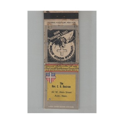 Matchbook Cover Rev. C. O. Bostrom Ayer MA | eBay