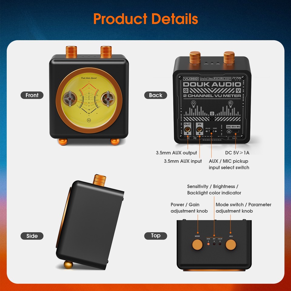 Douk Audio VU360 Stereo Analog VU Meter for Home Desktop Decoration | eBay
