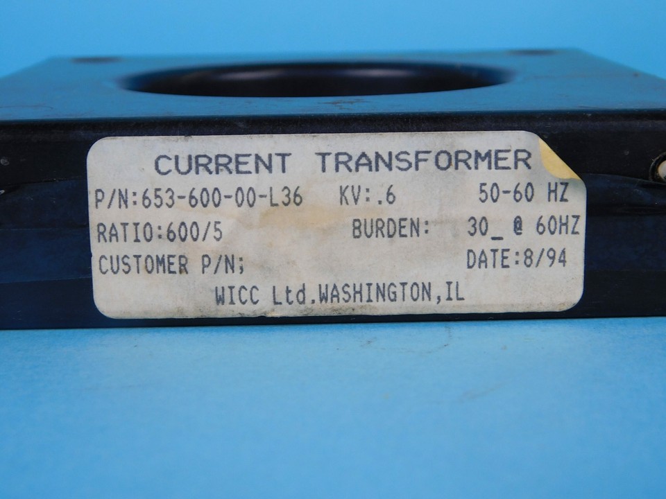 WICC 600:5 Amp Current Transformer 653-600-00-L36 | eBay