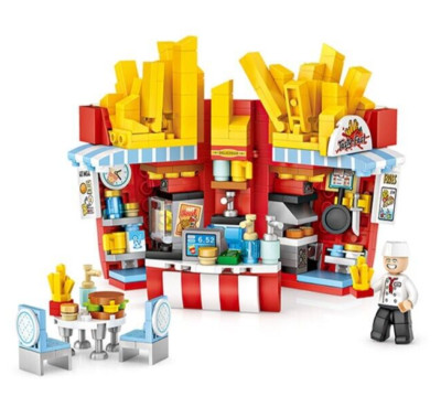 New LOZ Mini Blocks Burger Fries Soda Fast Food Shop Chef Open Up Store ...