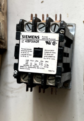Siemens Furnas 42CF35AF & 42BF35AGR Definite Purpose Contactor 3 Pole ...