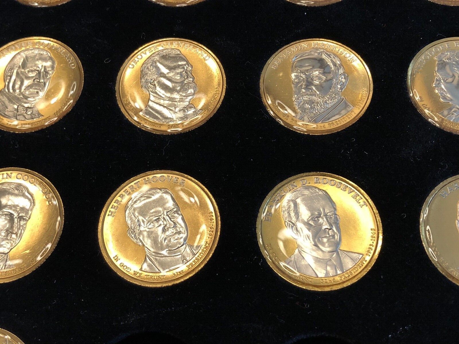 PRESIDENTIAL DOLLAR $ 37 PCS COIN SET W/ Display BOX Gold Platinum ...