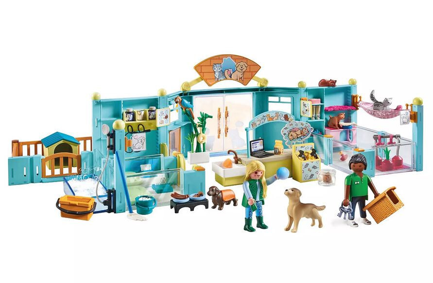 Playmobil My Life Set 71742 Animal Pet Hotel with Parrot, Dog and Cats ...