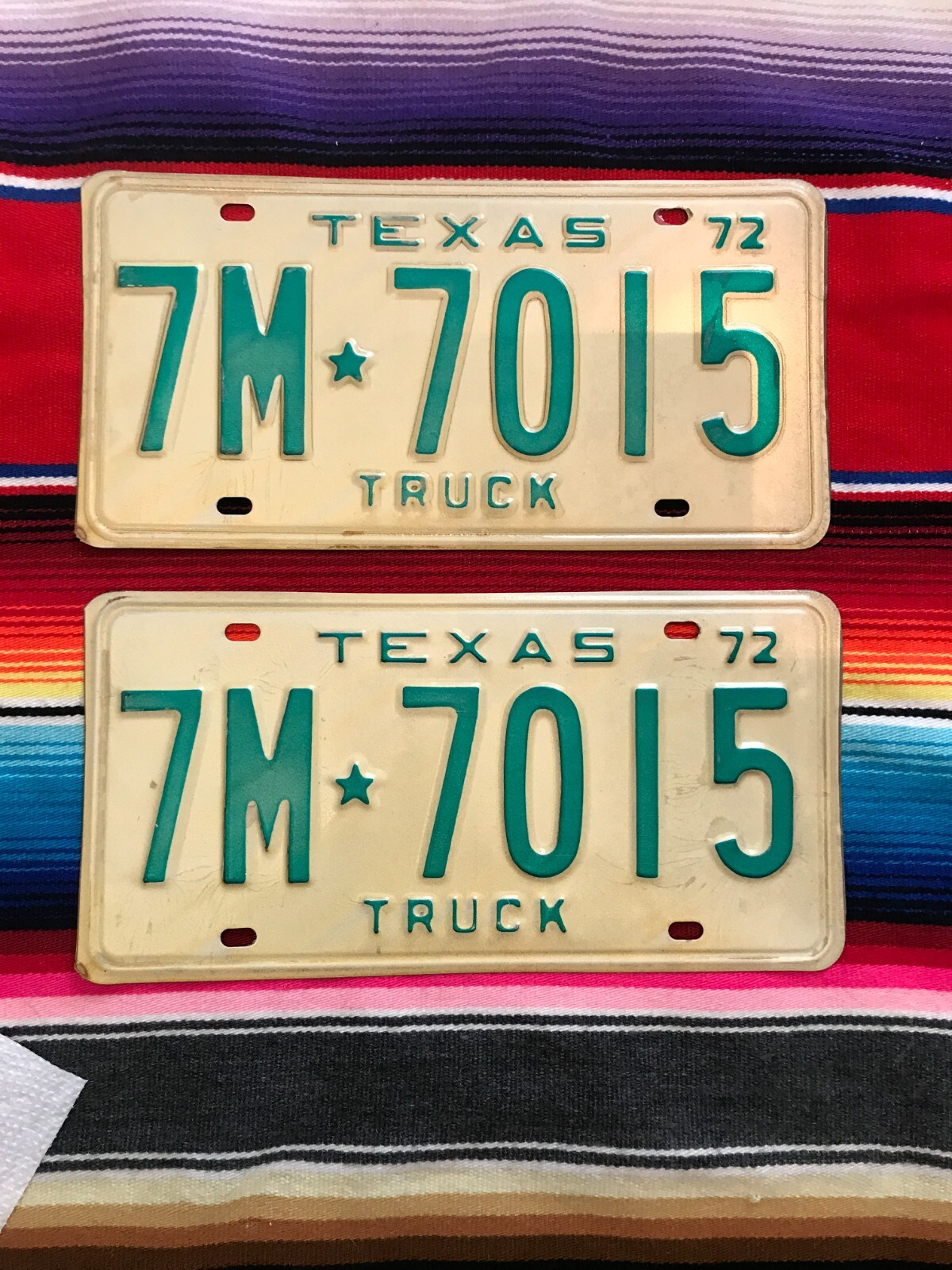 1972 TEXAS TRUCK LICENSE PLATES 7M7015 Original Green Numbers | eBay