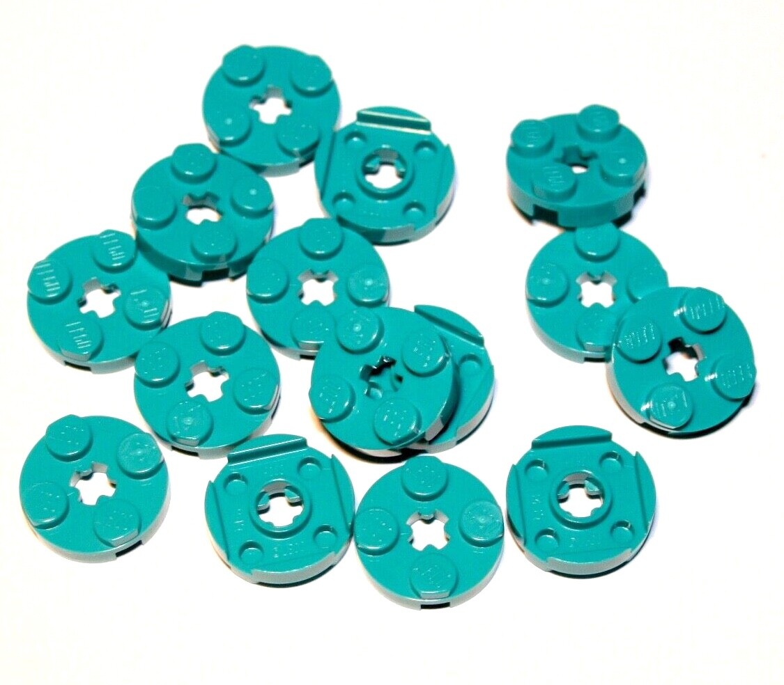 15x LEGO® Rundplatte 2x2 mit Achsenloch 4032 NEU dunkel türkis dark ...