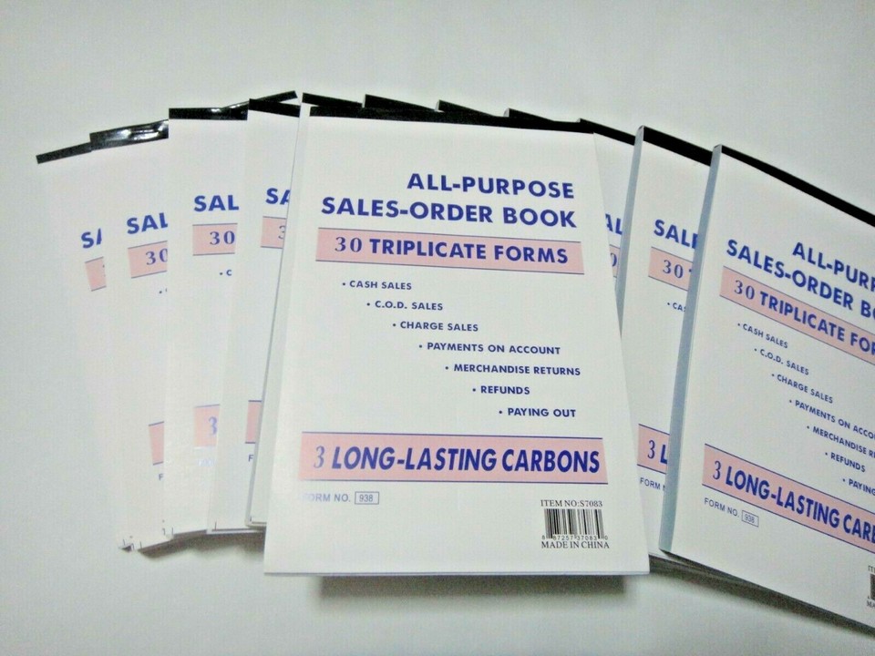 3 part Sales Order Book Receipt Invoice Triplicate 30 sets forms 5.75 ...
