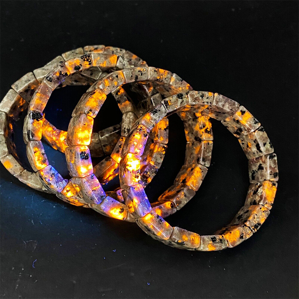 Natural Yooperlite Bracelet Halloween Stone Bracelet UV Reactive ...