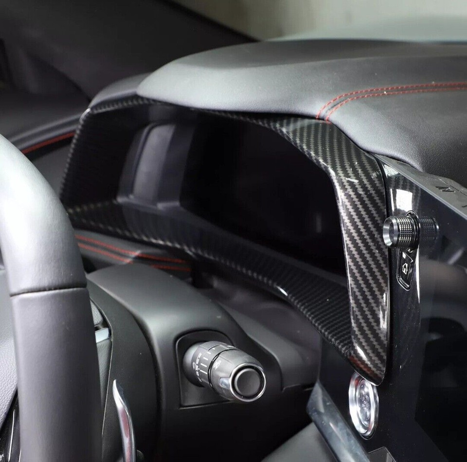 Carbon fiber style dashboard frame cover trim for Chevrolet Corvette C8 ...