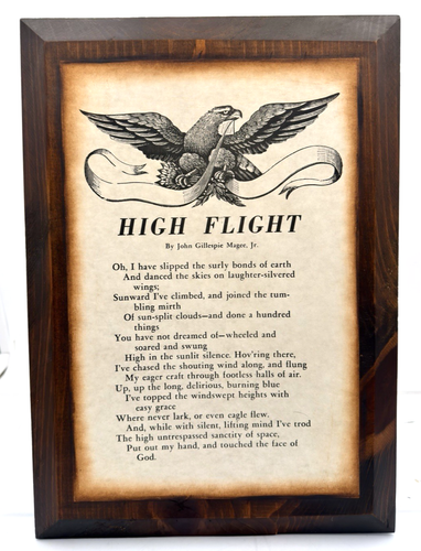 High Flight Poem By John Gillespie Magee Jr On Wooden Plaque | eBay