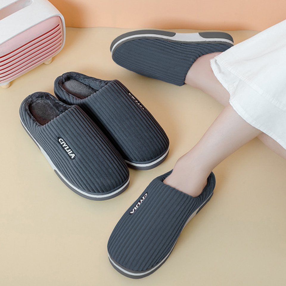Women Mens House Slippers Indoor Shoes Casual Snow Soft Non-Slip Edge ...