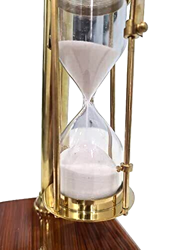 Nautical Brass Hanging Sand Timer on Wood Base White Sand Unique Decor ...