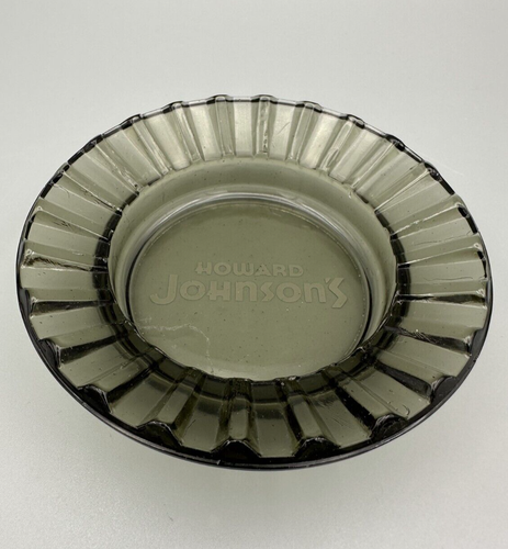 Smoke Gray Glass HOWARD JOHNSON'S Round Ashtray Vintage Advertising ...