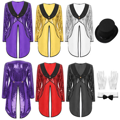 Womens Magician Costume Set Performance Magician Tailcoat Role Play ...