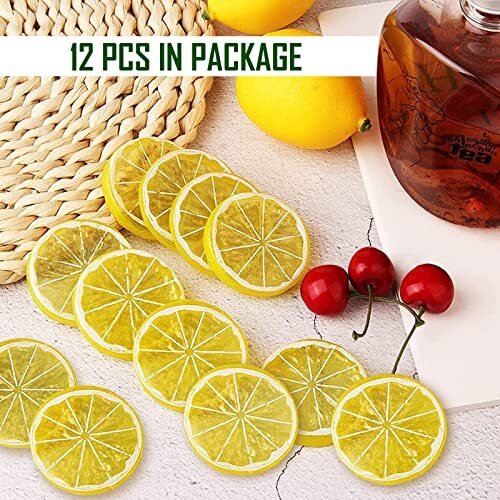 LEAFBABY 12 Pcs Realistic Fake Artificial Lemon Limes Slice Simulation ...