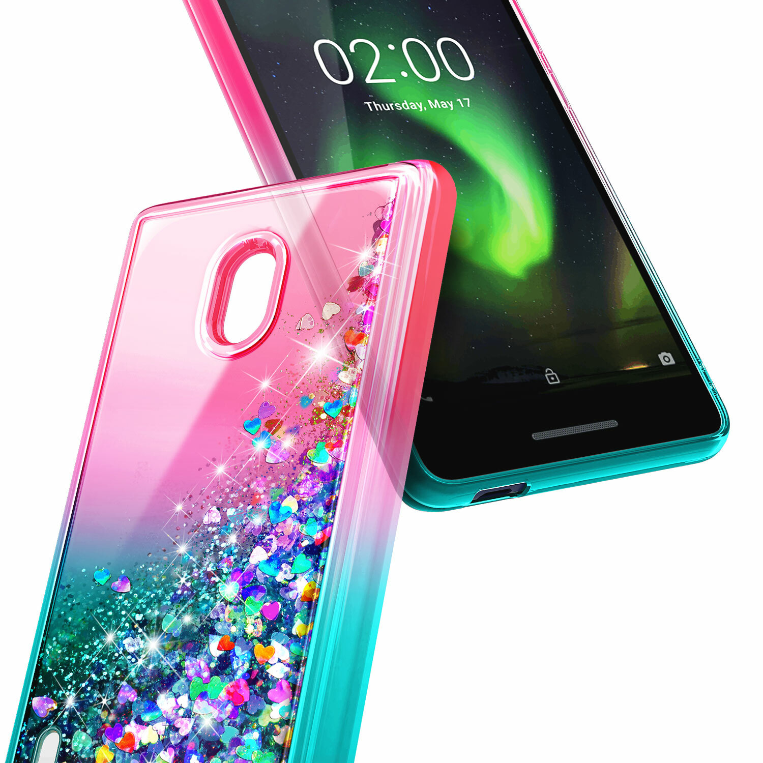 For Nokia 3.1 A / Nokia 3.1 C Case [Liquid Glitter] Bling Cover ...