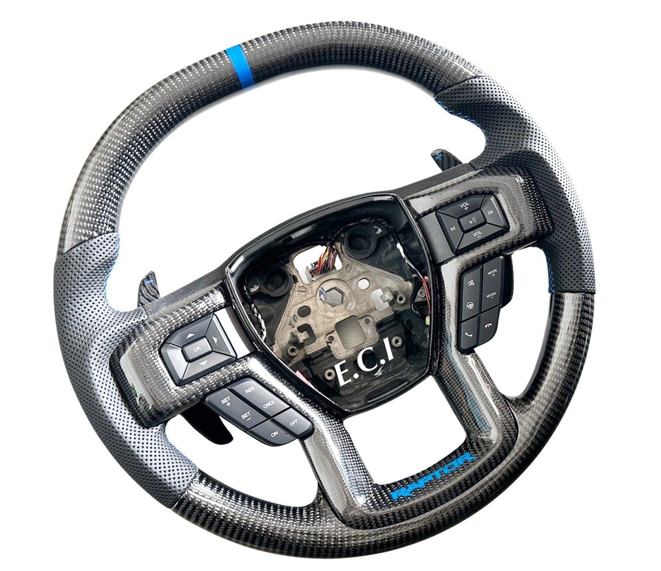 GENUINE FORD F150 RAPTOR CARBON FIBER STEERING WHEEL PADDLE SHIFTER BLK ...