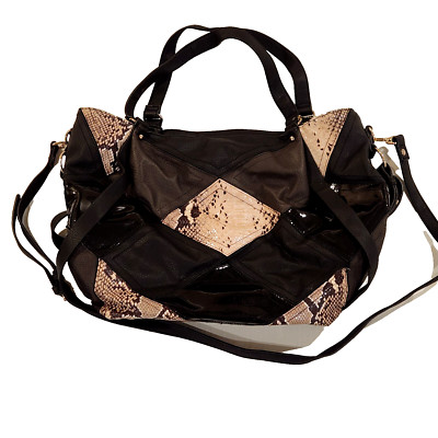 Big Budda Crossbody Purse Handbag Faux Snakeskin Accents Black HOBO BAG ...