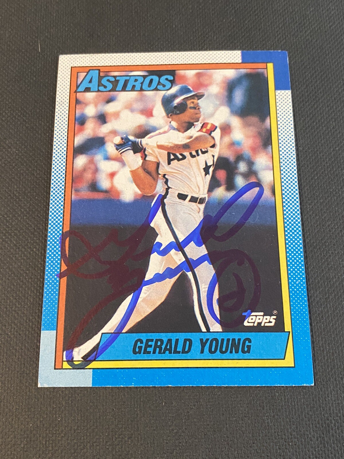 Gerald Young Signed 1990 Topps Card Auto Houston Astros Autograph ...