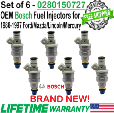 #0280150727 New OEM x6 Bosch Fuel Injectors For 1993, 1994 Ford Ranger ...