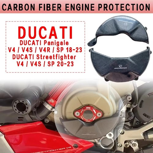 for Ducati Panigale V4 R/S Carbon Fiber Engine Covers Protectors Guard ...