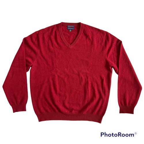 Club Room Sweater Mens XL 100% Cashmere Dark Red V-Neck L/S Holiday ...