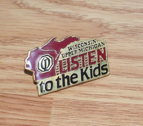 Red & Gold Tone Wisconsin Upper Michigan Listen to the Kids Optimist ...