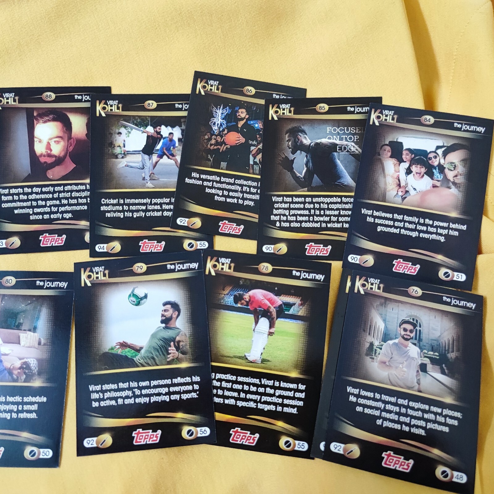 Topps Virat Kohli THE JOURNEY 2019 cricket cards full set of 92 cards ...