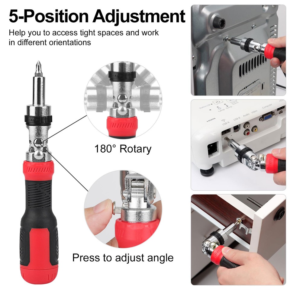 13-in-1 Multi Screwdriver with Flat Head Square Torx Hex Phillips 1/4 ...
