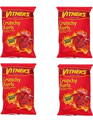Vitner's Flaming Hot And Cheesy Crunchy Curls.4 Pack Big 8.75 oz Bags ...