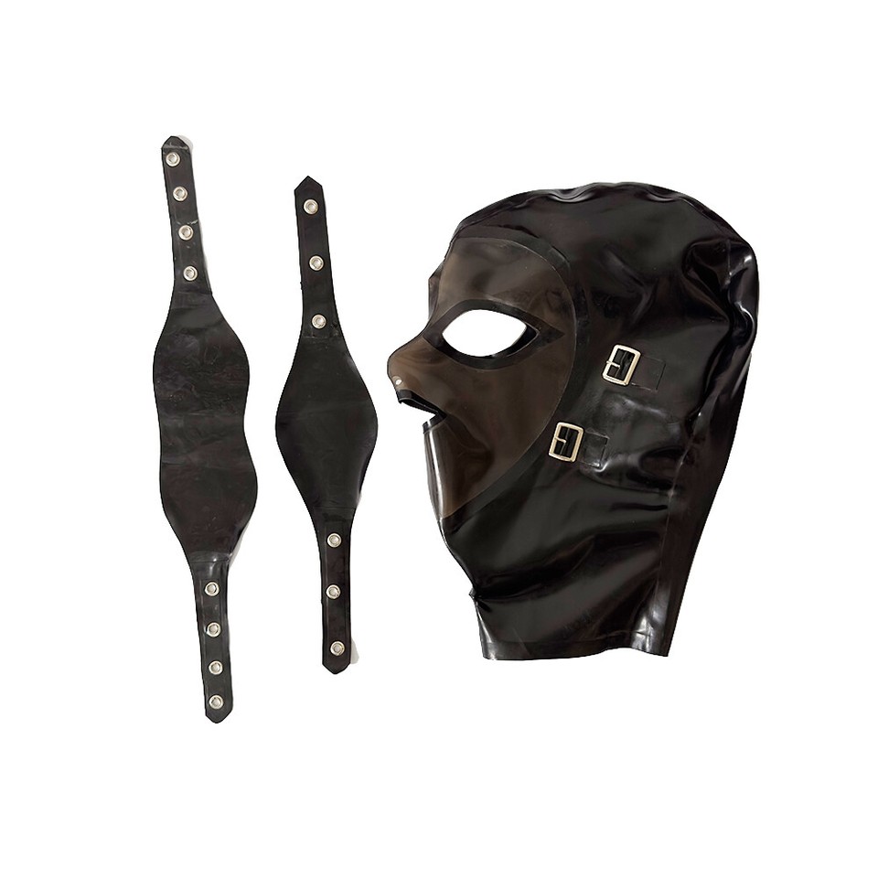 Latex Rubber Hood Mask Removable Eyes&Mouth Transparent Face Club Wear ...